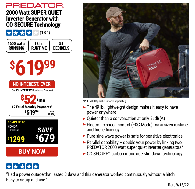 Harbor Freight Tools: PREDATOR GENERATOR DAYS - Big Savings, Limited ...