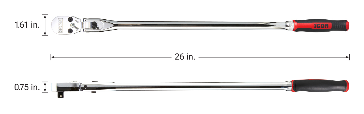 1/2 in. Drive, 26 in. Long Locking Flex G2 Ratchet with Comfort Grip