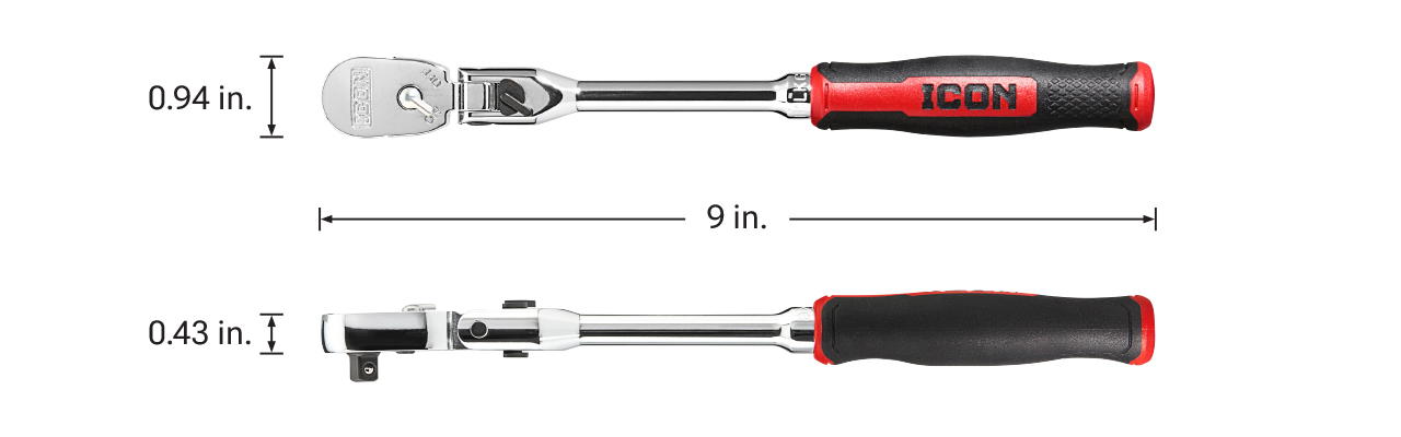 G2 1/4 in. Drive, 9 in. Long Locking Flex Ratchet with Comfort Grip