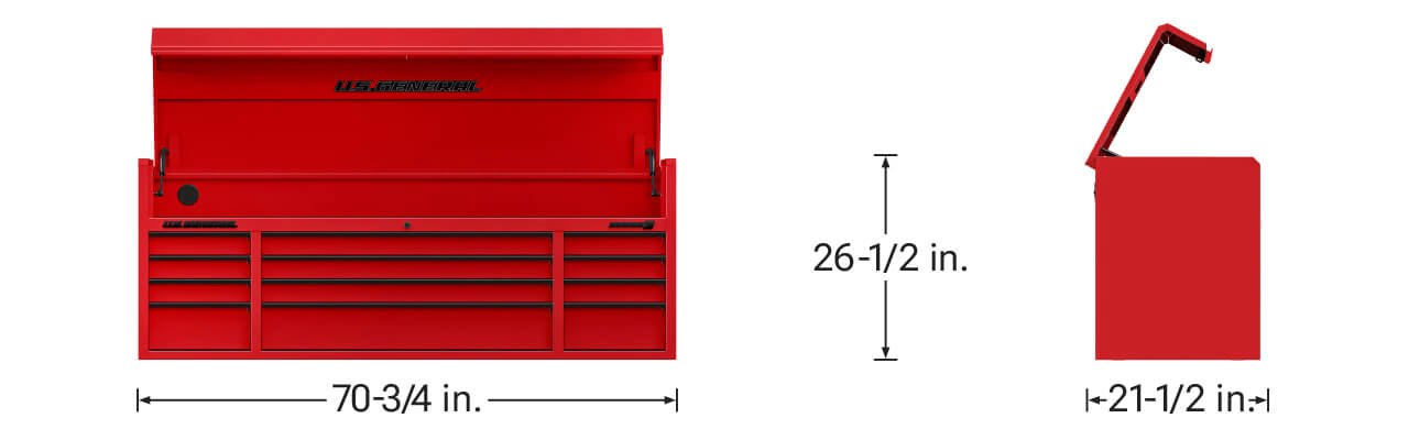 72 in. x 22 in. Triple Bank Top Chest, Series 3, Red